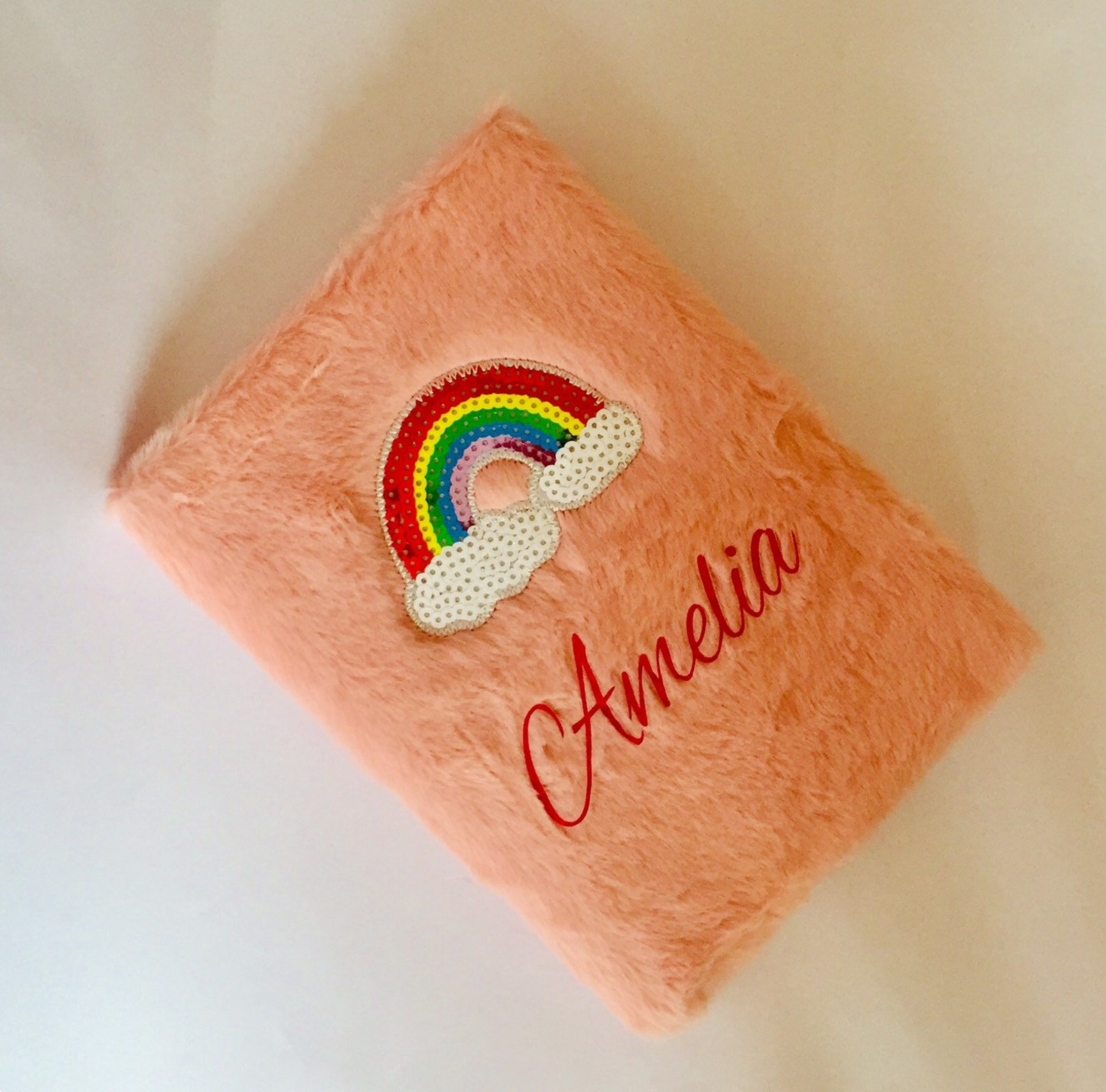 Rainbow Fluffy Notebook Personalised Plush Novelty Note Book - Etsy