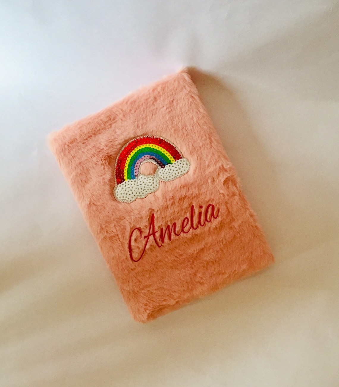 Rainbow Fluffy Notebook Personalised Plush Novelty Note Book | Etsy UK