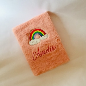 Rainbow Fluffy Notebook, Personalised Plush Novelty Note Book, Girls A5 ...