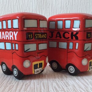 Red London Bus Money Box, Personalised Transport Savings Bank in Gift ...