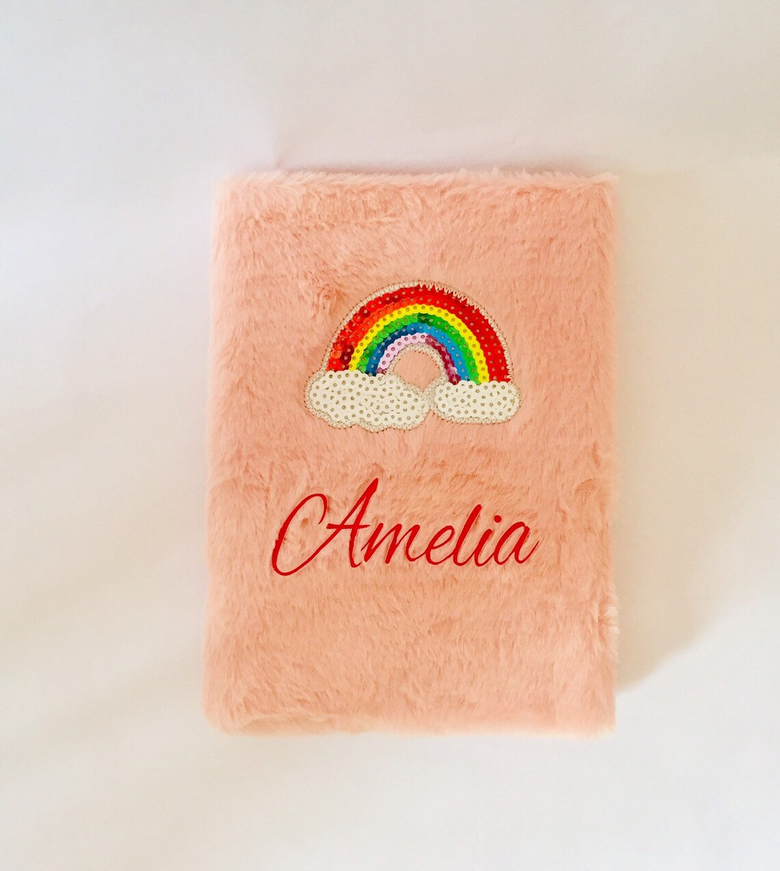 Rainbow Fluffy Notebook Personalised Plush Novelty Note Book | Etsy UK