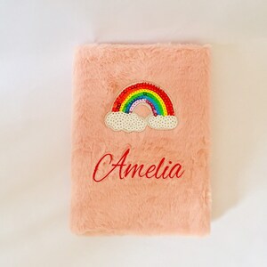 Rainbow Fluffy Notebook, Personalised Plush Novelty Note Book, Girls A5 ...