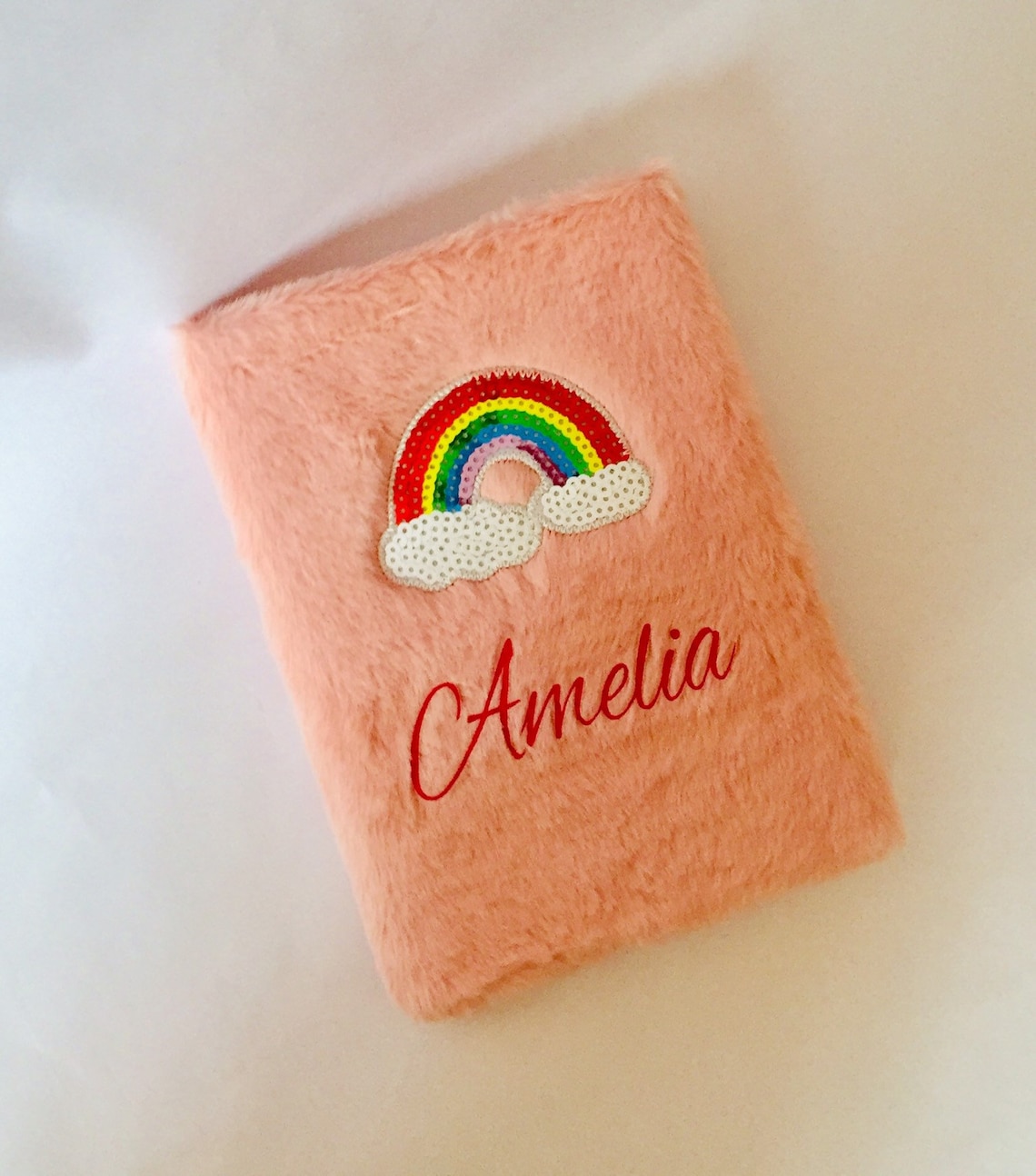 Rainbow Fluffy Notebook Personalised Plush Novelty Note Book - Etsy