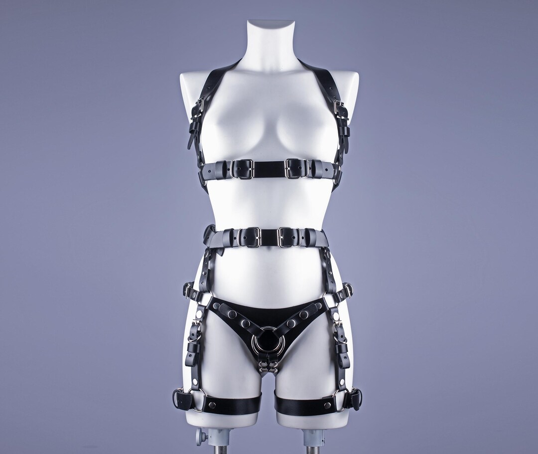 Pegging Harness Set With Garters, Body Harness, Strap on Harness, BDSM Harness, Dildo Harness ...
