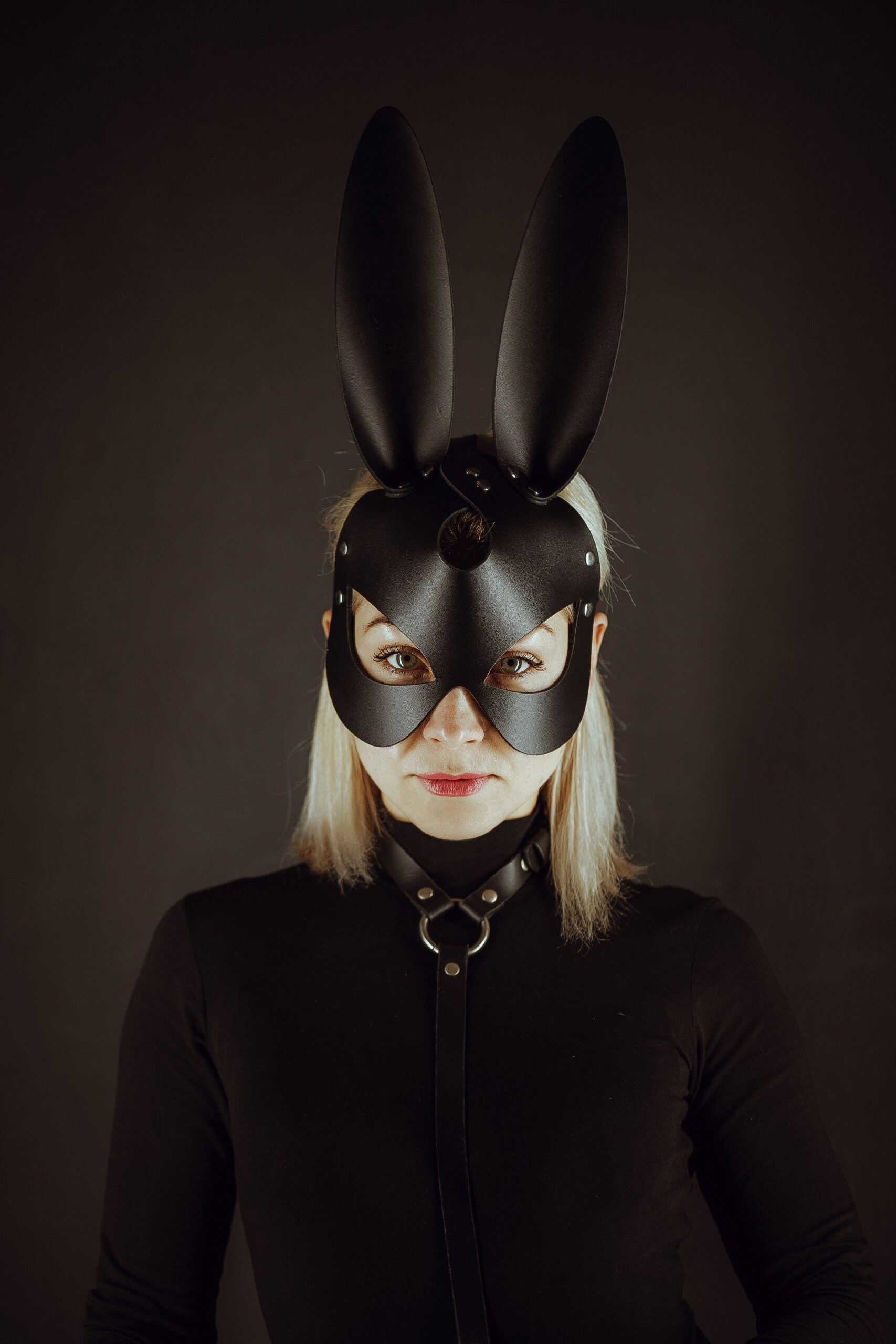 Black Leather Bunny Mask Leather Rabbit Mask Masquerade | Etsy