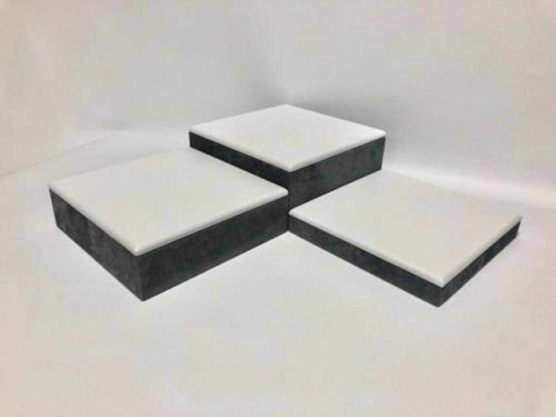 Set of 3 Square Jewellery Display Plinths / Blocks / Risers Ash Grey ...