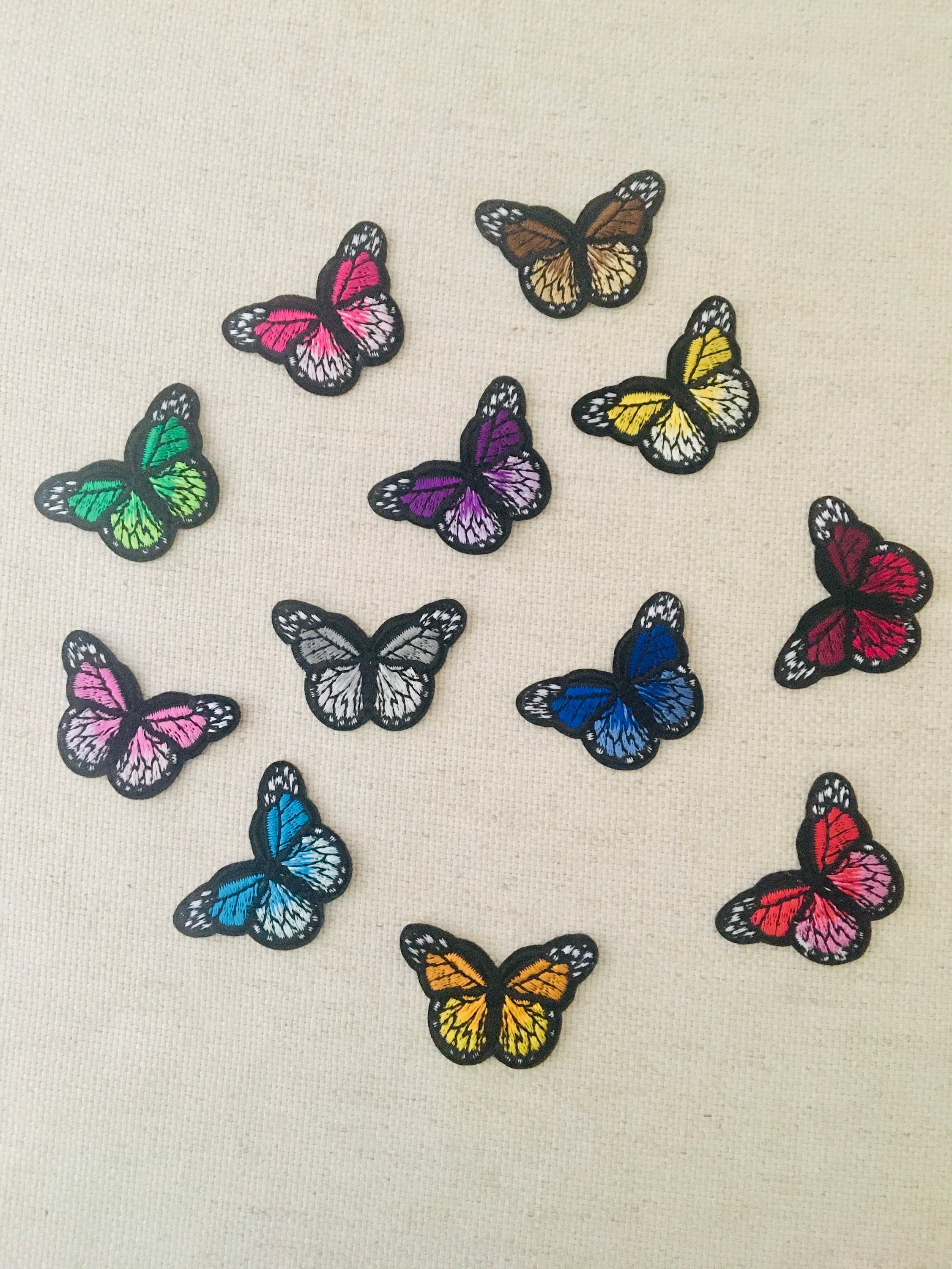 Set of 12 Mini Butterfly Iron on Patches Appliqué 1 1/8” H X 1 5/8” W ...