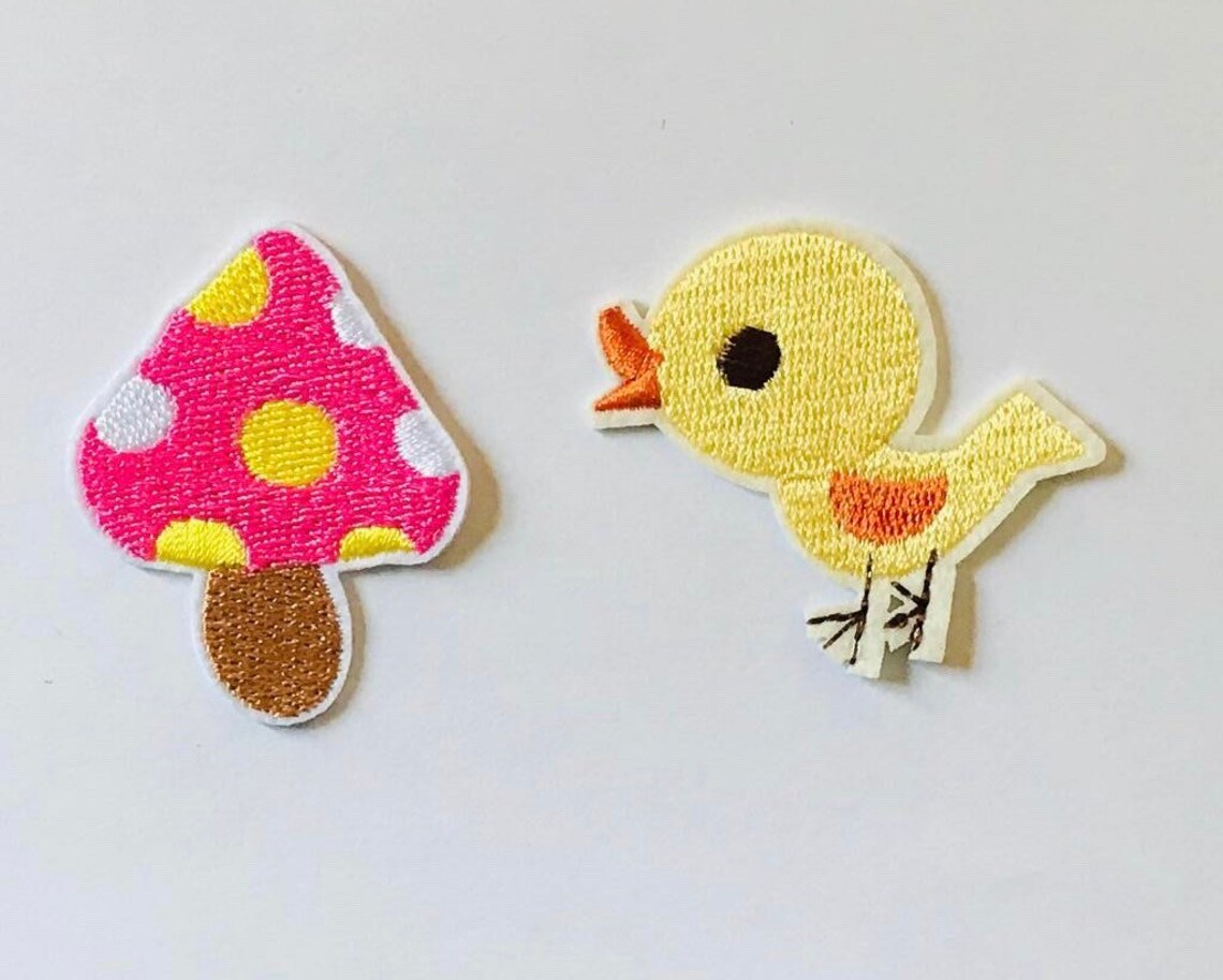 Embroidered Baby Chicken Patches and Mushroom Iron on Patches - Etsy ...