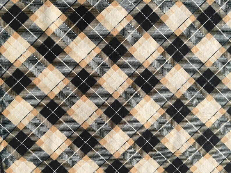 Black and Tan Flannel Bias Plaid Fabric Snuggle Flannel | Etsy