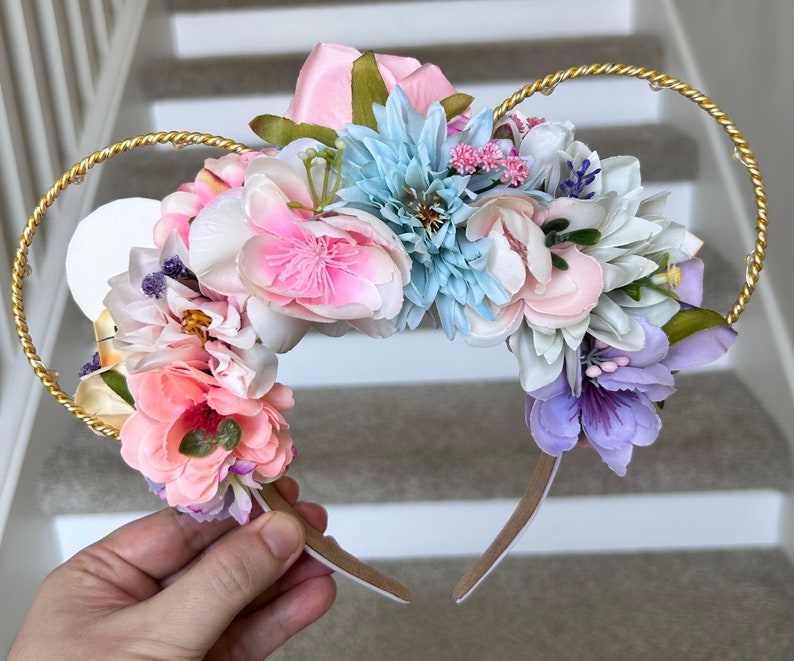 Floral Fantasyland Mouse Ears | Disney World Inspired Wire Mickey Crown ...