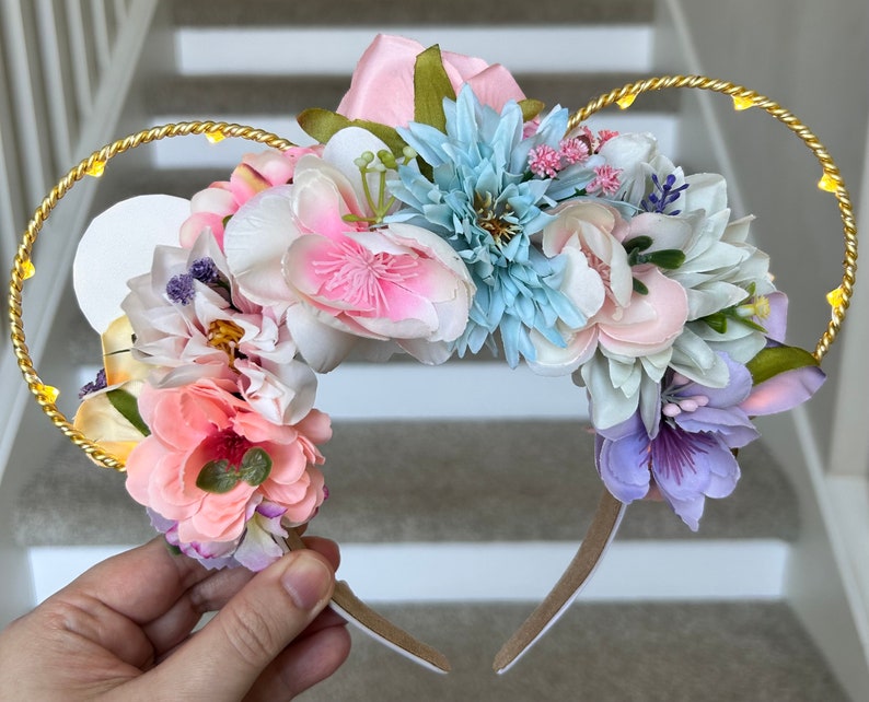 Floral Fantasyland Mouse Ears | Disney World Inspired Wire Mickey Crown ...