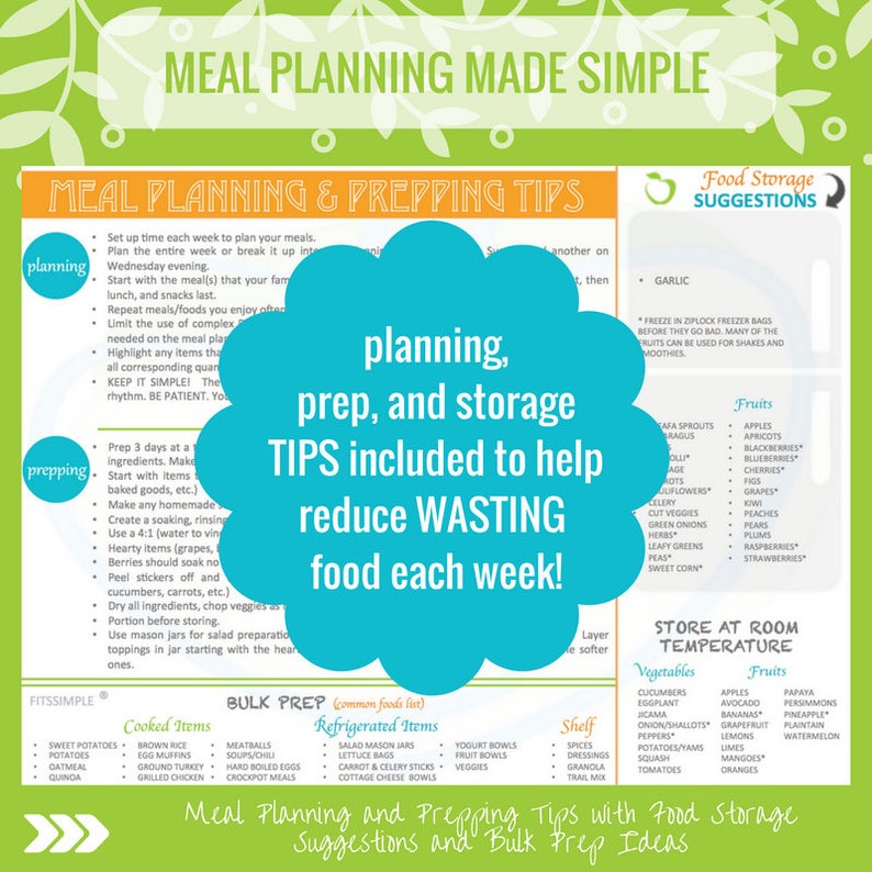 Simple Wellness and Meal Accountability Planner | Printable Meal ...
