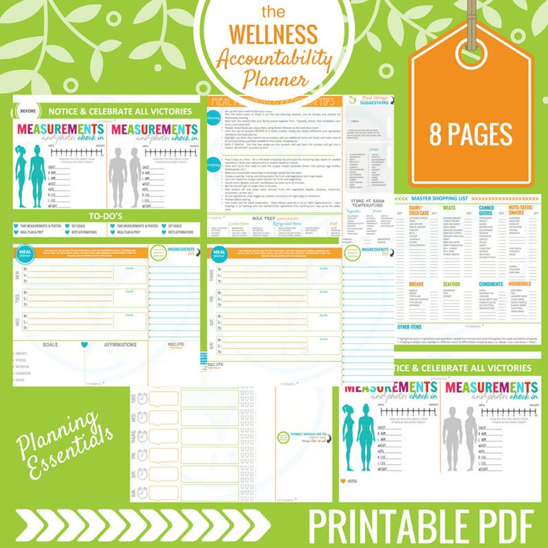 Simple Wellness and Meal Accountability Planner | Printable Meal ...