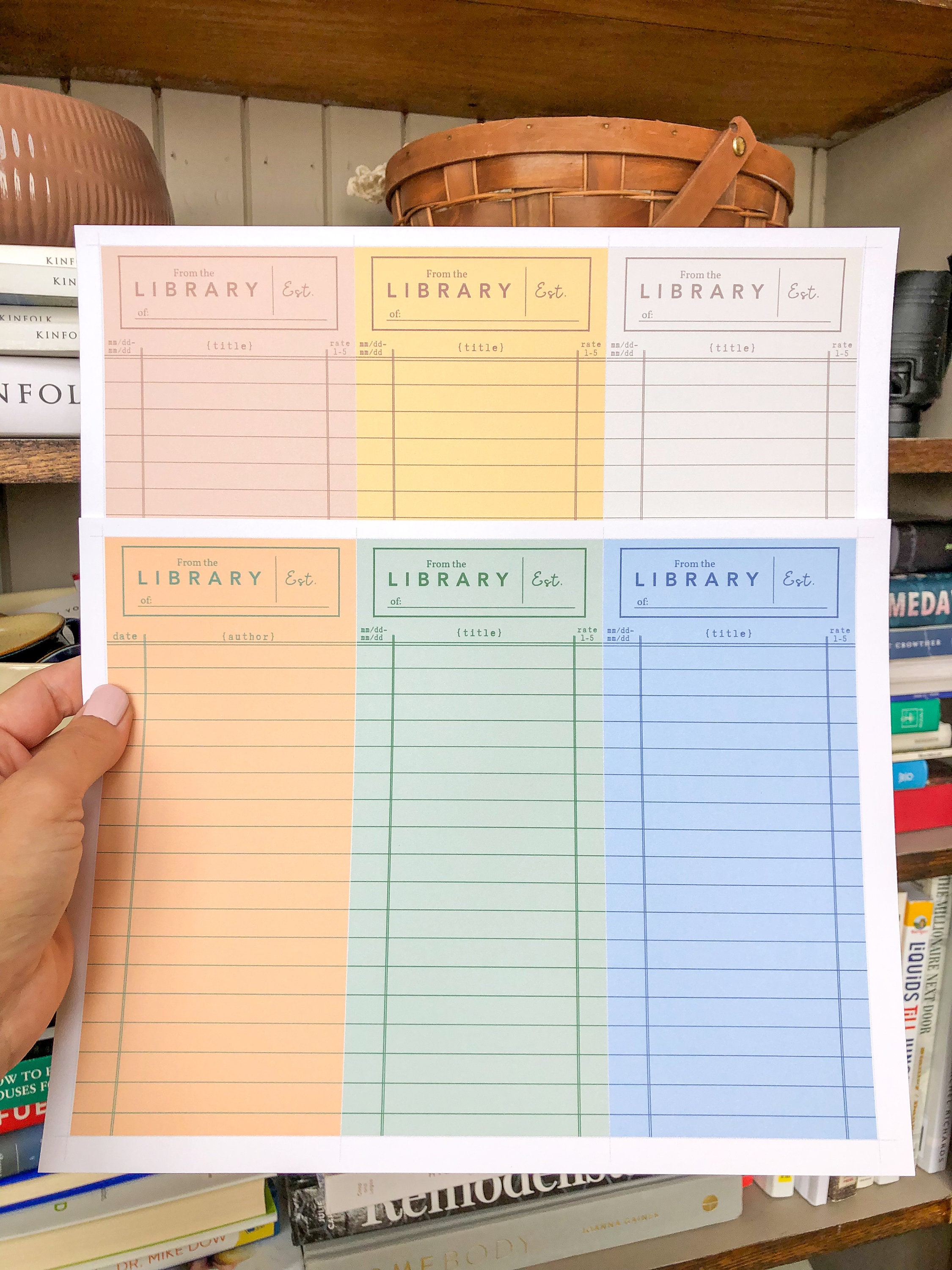 NEW! Library Card Bookmark With Pocket | Print at Home | Book Club ...