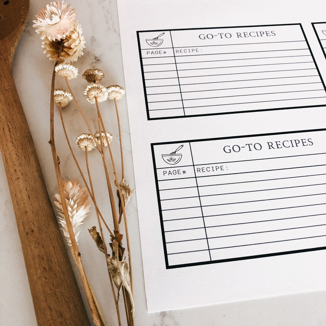 Printable Recipe Tracker, Recipe Page, Print at Home Recipe Log, Recipe ...