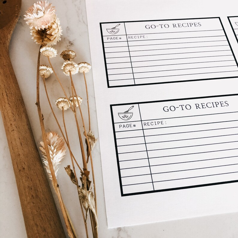 Printable Recipe Cards: Go-to Recipes Tracker (digital Download) - Etsy