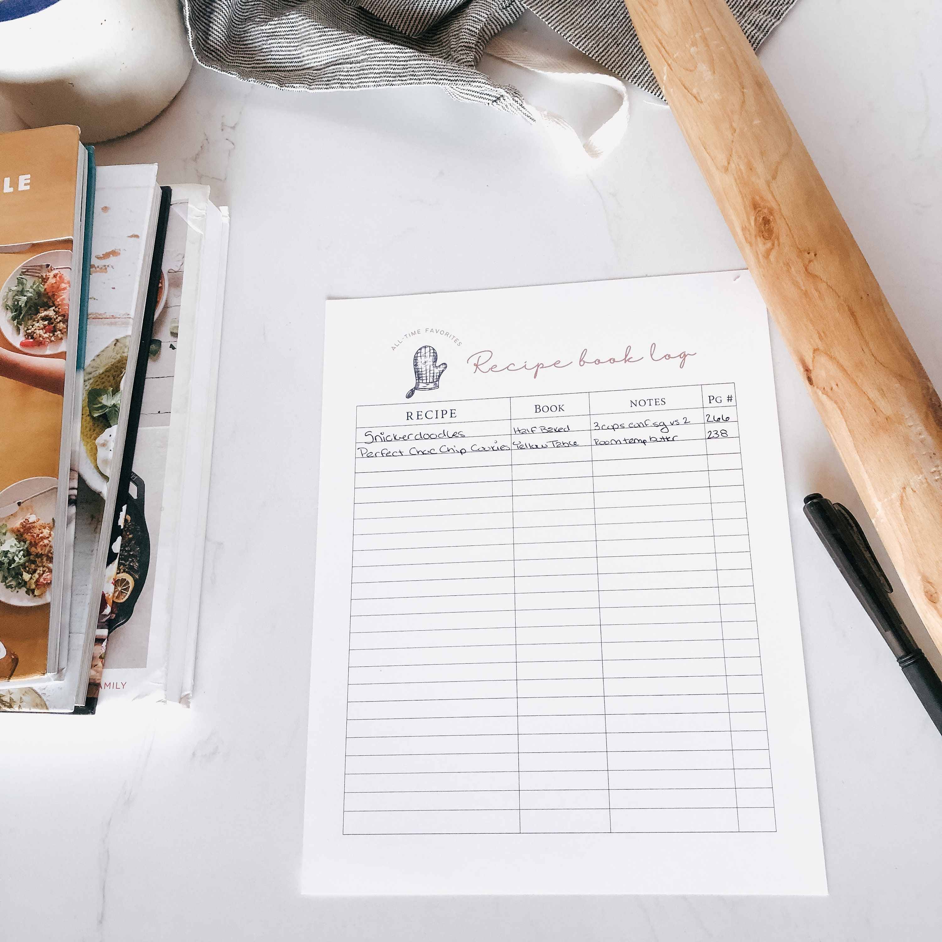 Recipe Book Log, Printable Recipe Log, Print at Home Recipe Page, House Warming Gift - Etsy