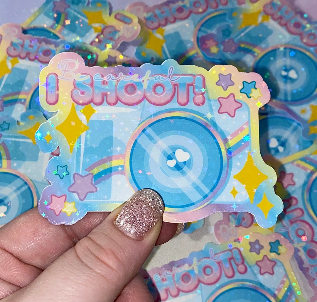 Be Careful I Shoot Holo Sticker | Camera Stickers, Photography Stickers ...