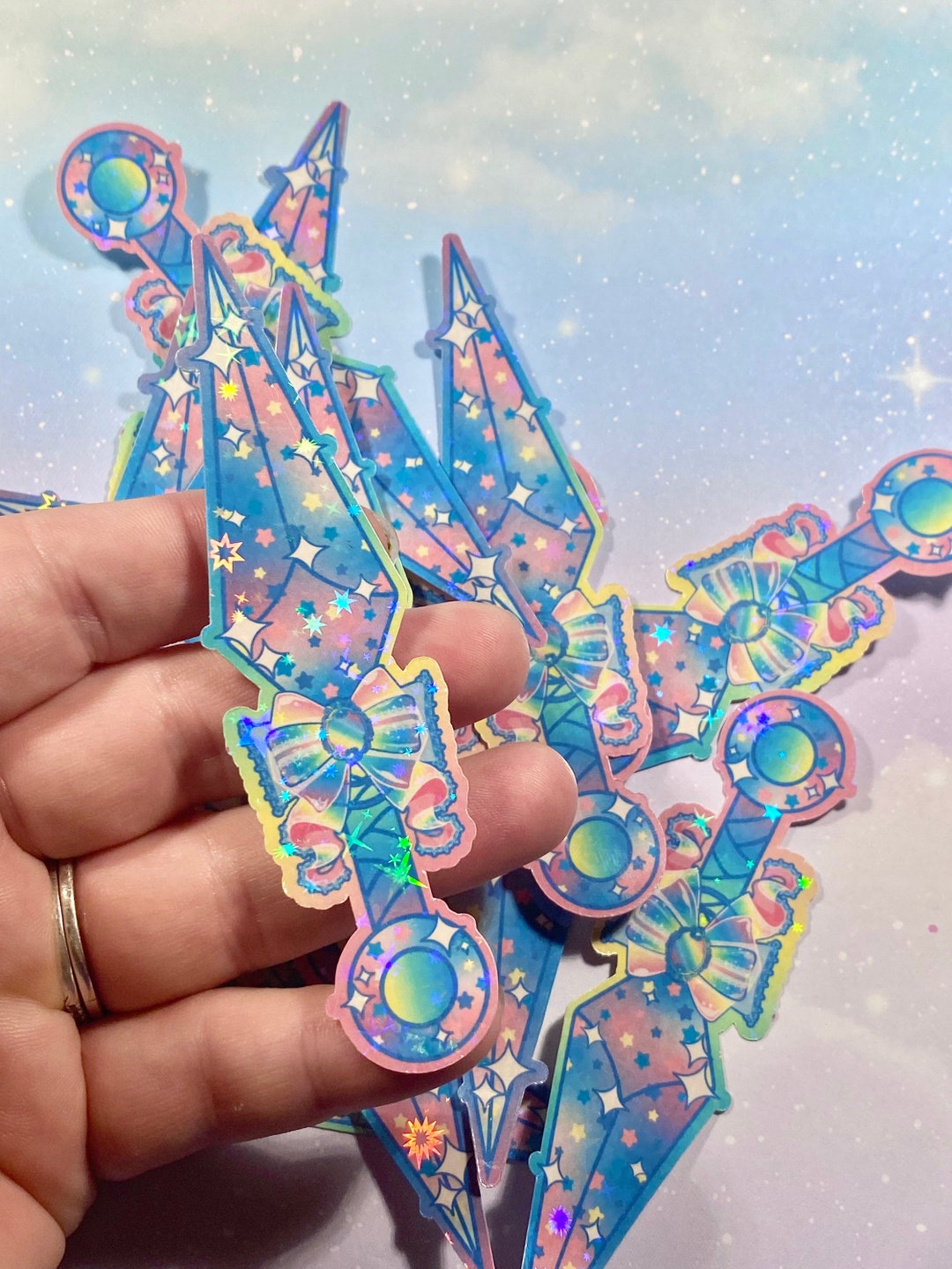 Celestial Dagger Holo Sticker | Blue Daggers, Dagger Stickers, Kawaii ...