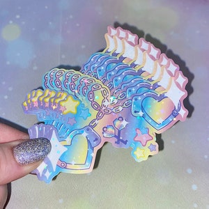 Luv Cuffs Holo Sticker | Cute Handcuff Stickers, Handcuffs, Handcuff ...