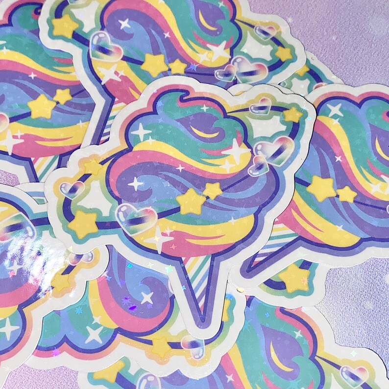 Interstellar Cotton Candy Holo Sticker Cute Cotton Candy - Etsy