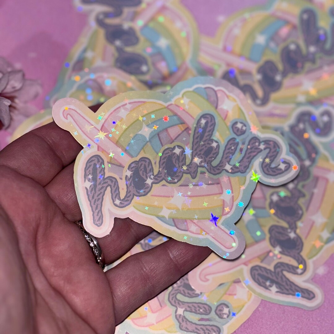 Hookin Sticker | Hookin Stickers, Crochet Stickers, Crocheting, Kawaii ...