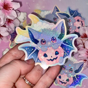 Batty-kins | Bat Sticker, Kawaii Bats, Fall Stickers, Halloween ...