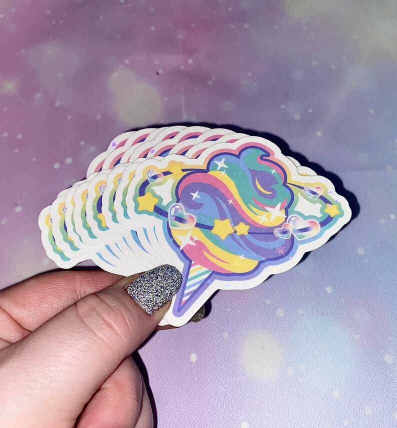 Interstellar Cotton Candy Holo Sticker Cute Cotton Candy - Etsy