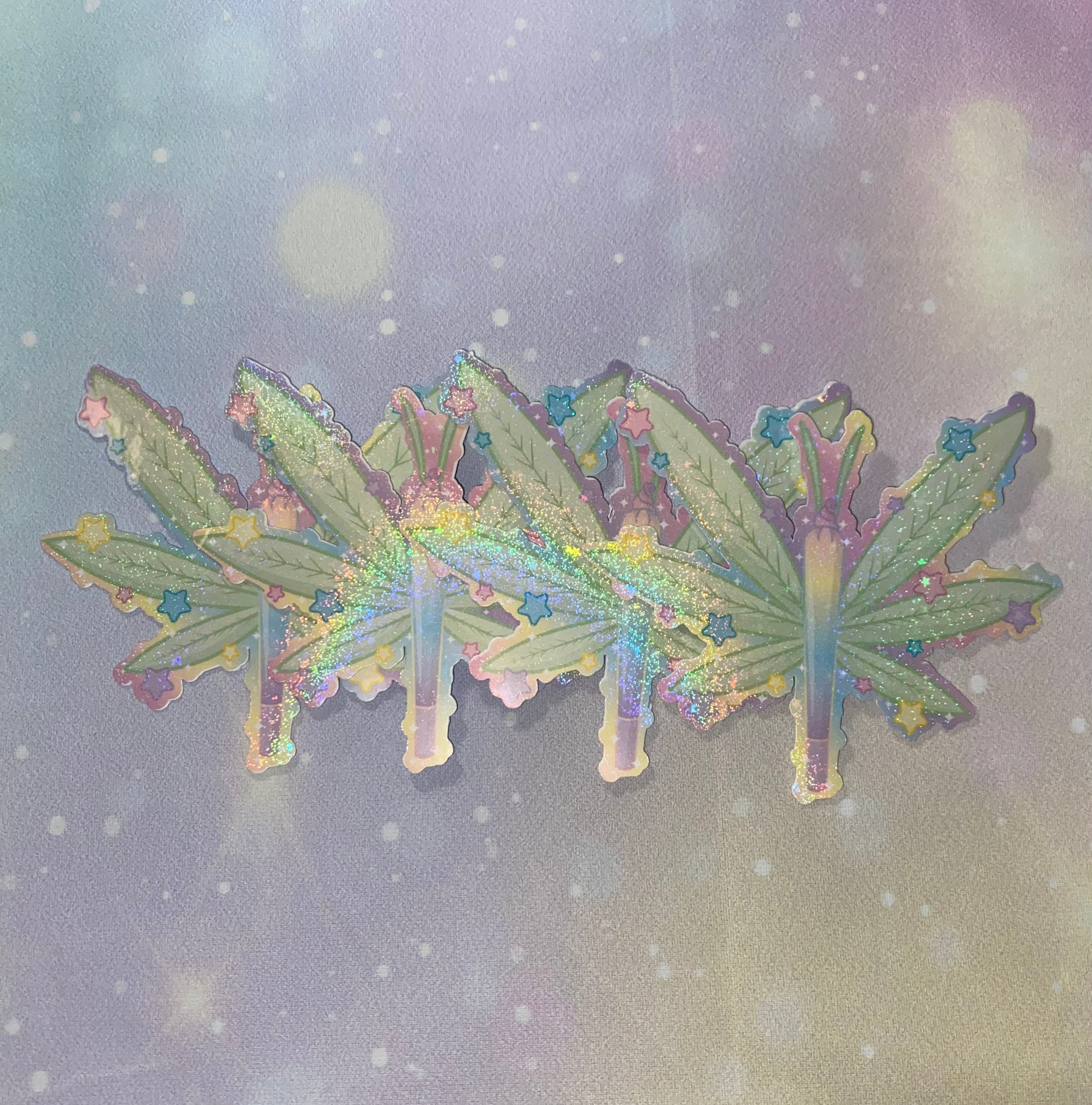 Canna-fly Holo Sticker Stoner Girls Cannabis Stickers Weed - Etsy