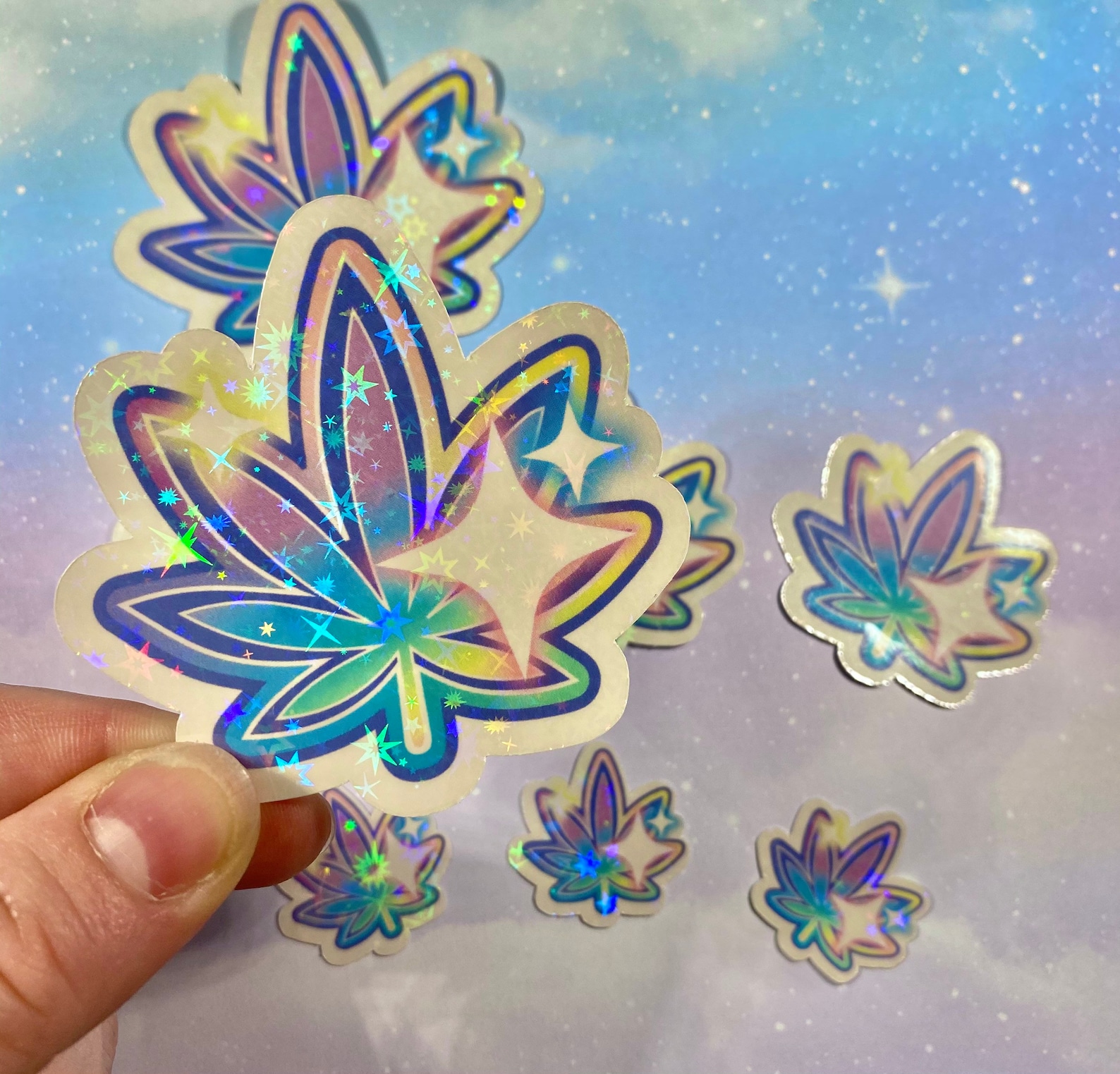 Pastel Rainbow Leaf Sticker Pack | Cute Weed Leaf, Weed Leaves, Weed ...