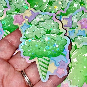 Canna-cotton Holo Sticker | Stoner Girls, Cotton Candy Sticker, Weed ...
