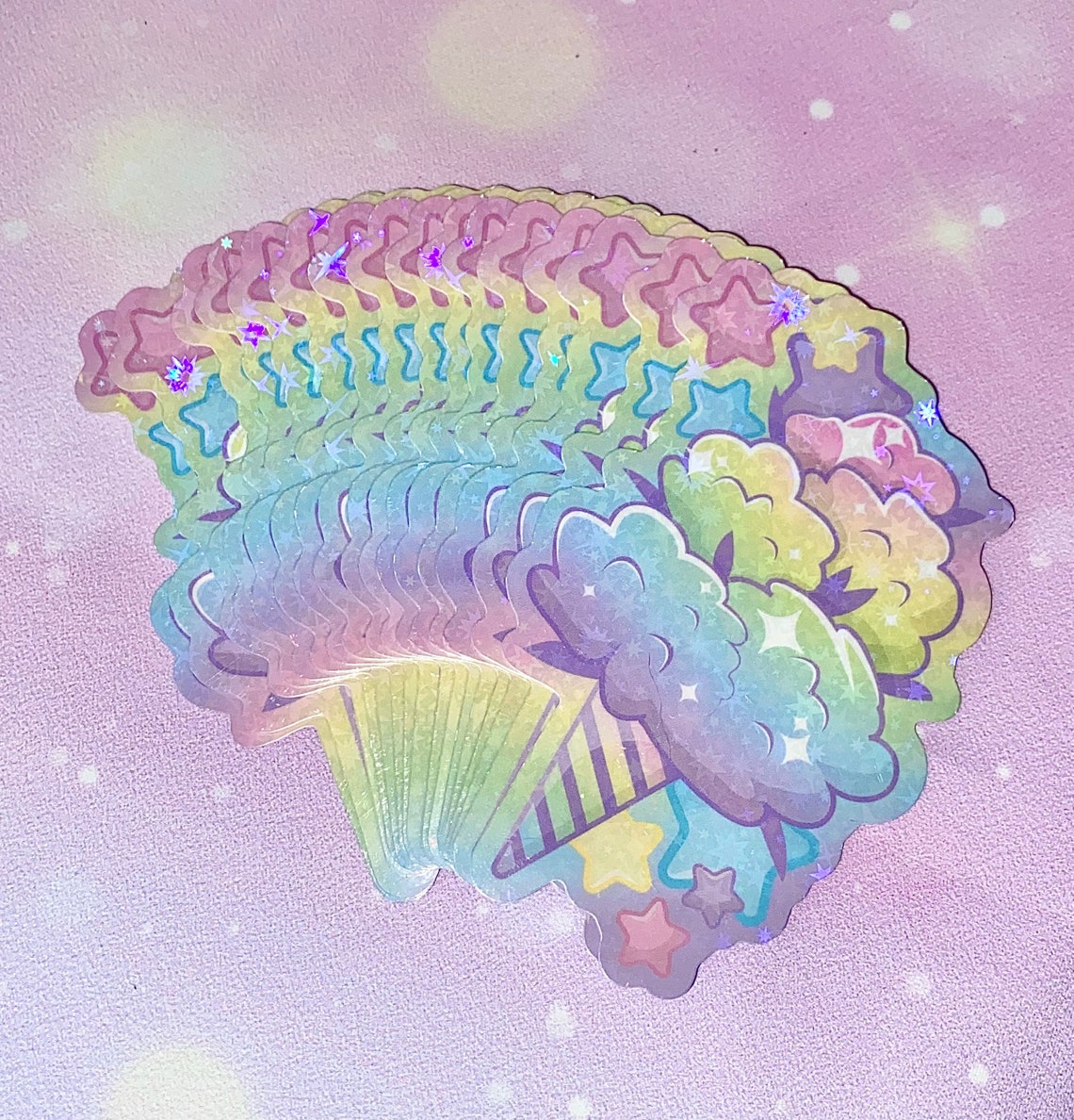 Canna-cotton Holo Sticker Stoner Girls Cotton Candy - Etsy