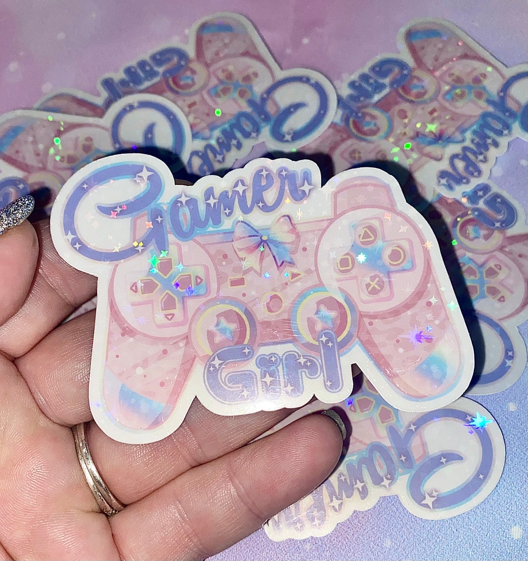 Gamer Girl Holo Star Sticker | Pink Gamer Girl, Pink Game Controller ...