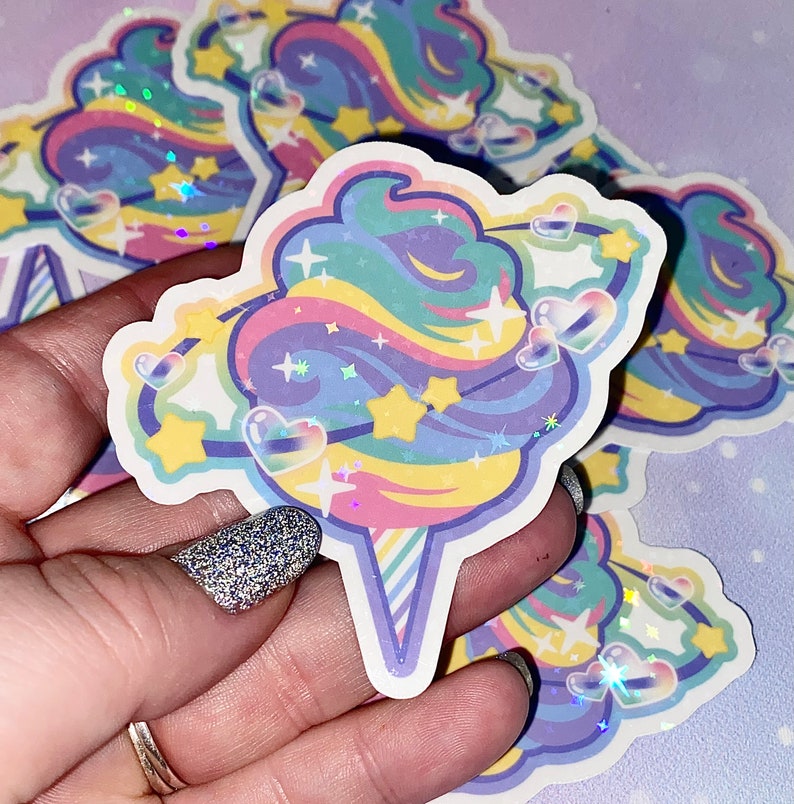 Interstellar Cotton Candy Holo Sticker Cute Cotton Candy - Etsy