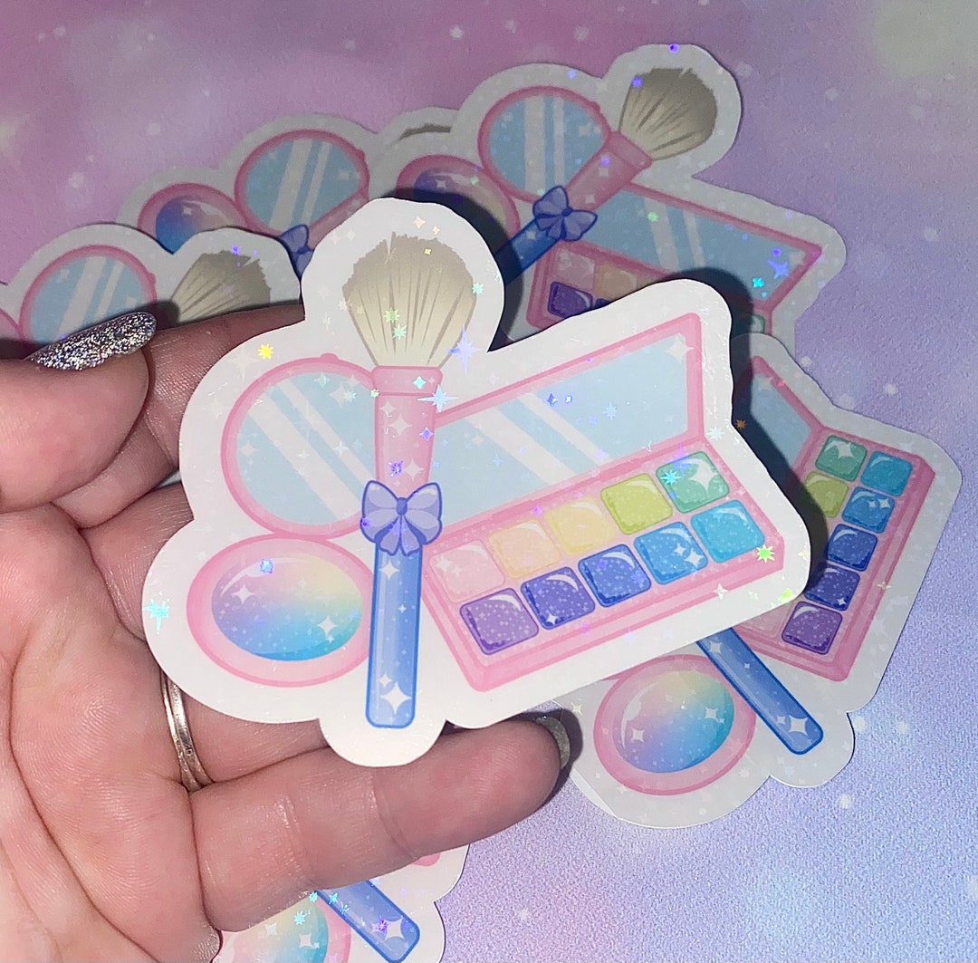 Rainbow Make up Holo Sticker | Cute Make Up, Cute Stickers, Kawaii ...