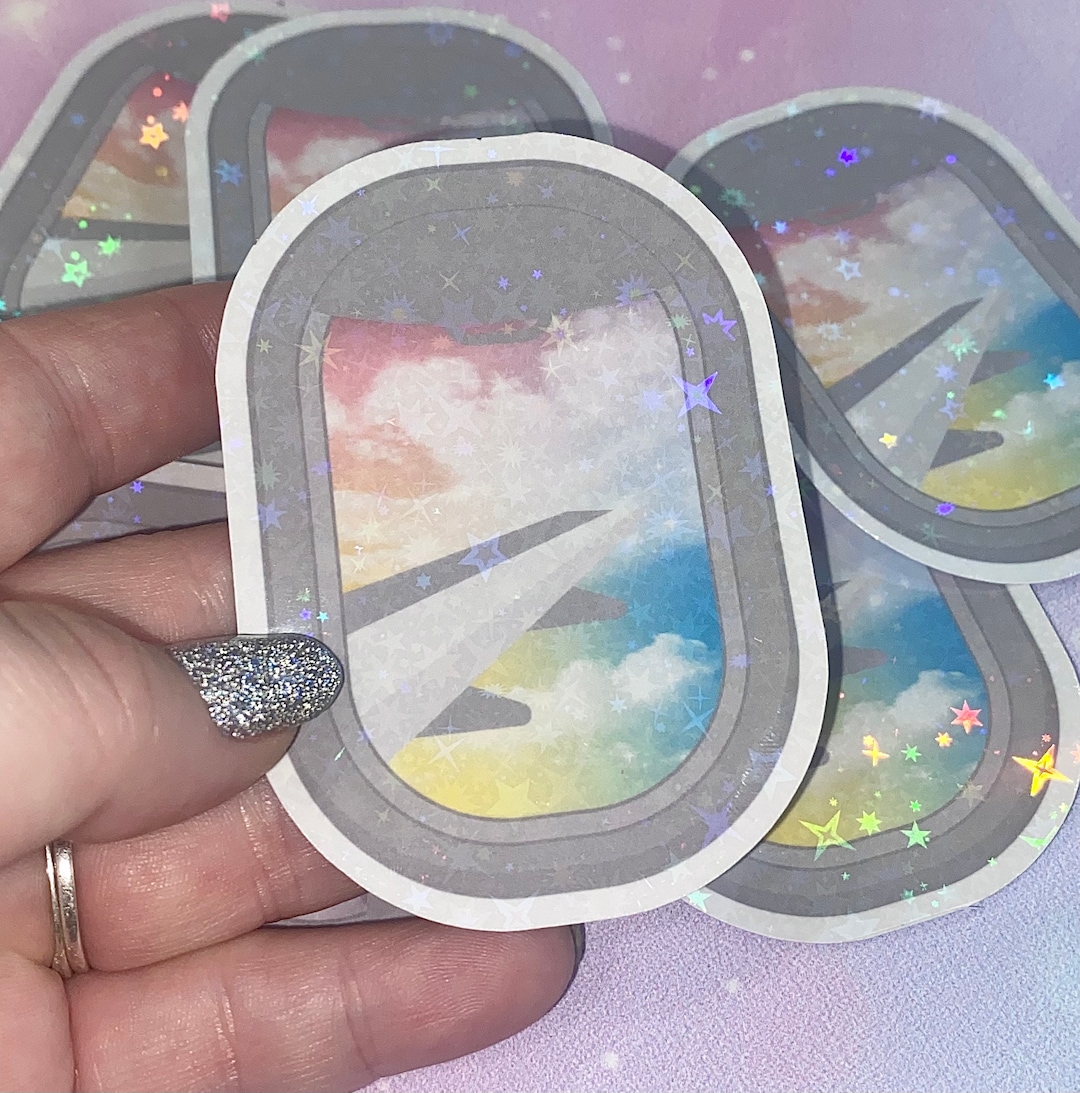 Plane Window Dreams Holo Sticker | Plane Stickers, Plane Windows ...