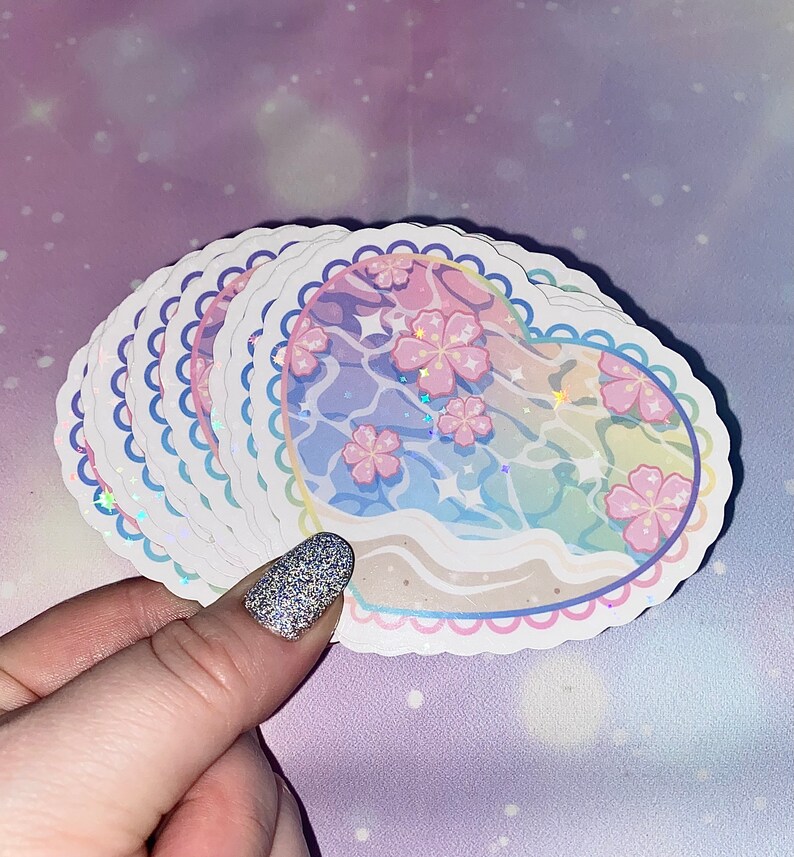 Rainbow Waves Cute Heart Sticker Rainbow Stickers Sakura - Etsy