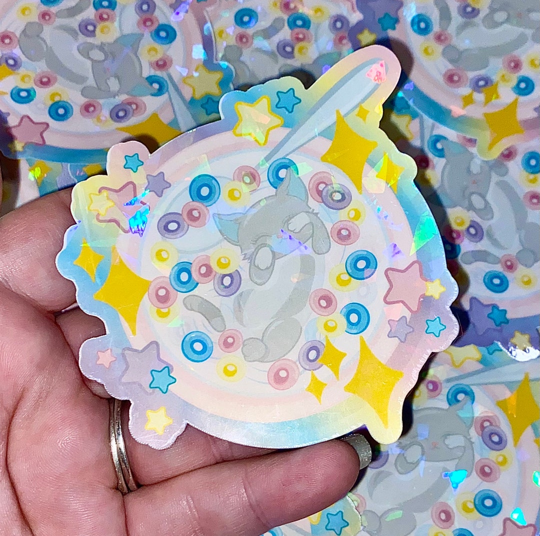 Kitty-loops Holo Sticker | Cute Cat Stickers, Cat Mom, Kawaii Stickers ...