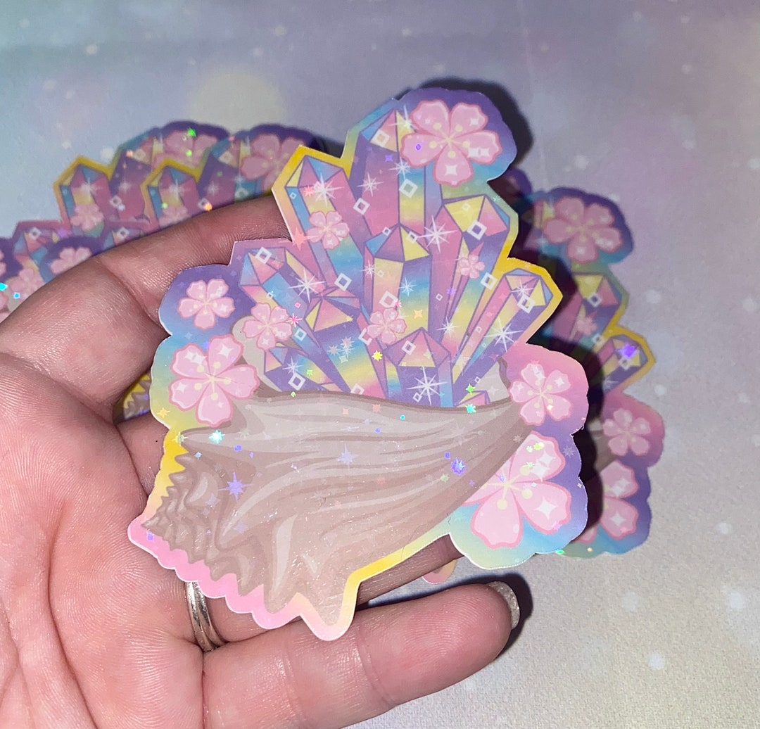 Conch Shell Holo Sticker | Cute Shell Stickers, Conch Shells, Conch ...