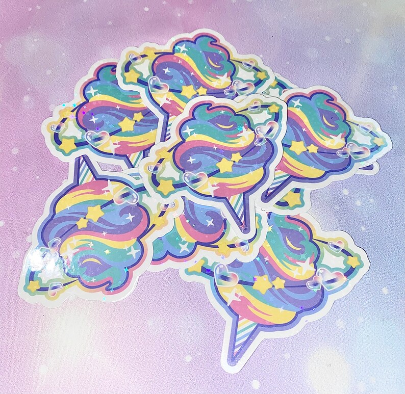 Interstellar Cotton Candy Holo Sticker Cute Cotton Candy - Etsy
