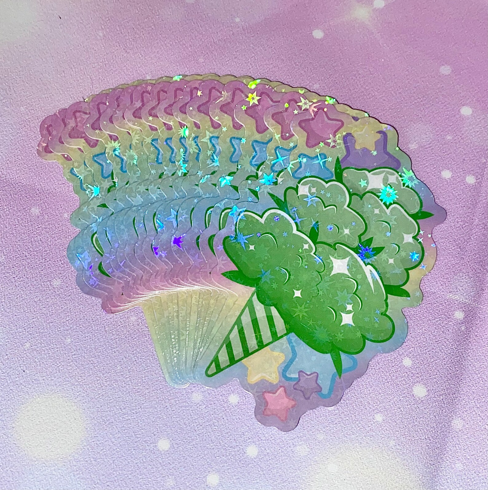Canna-cotton Holo Sticker Stoner Girls Cotton Candy - Etsy