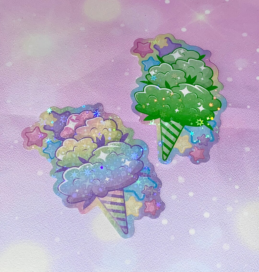 Canna-cotton Holo Sticker | Stoner Girls, Cotton Candy Sticker, Weed ...