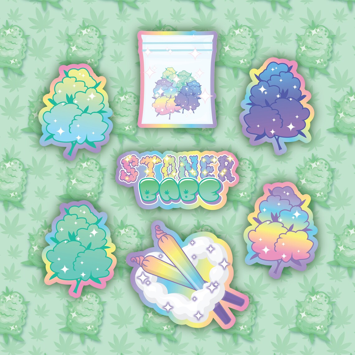 420 Sticker Pack Stoner Girls Weed Stickers Cannabis - Etsy