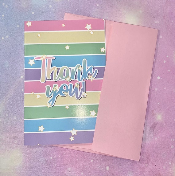 Pastel Thank You Card Thank You Cards Greeting Cards - Etsy