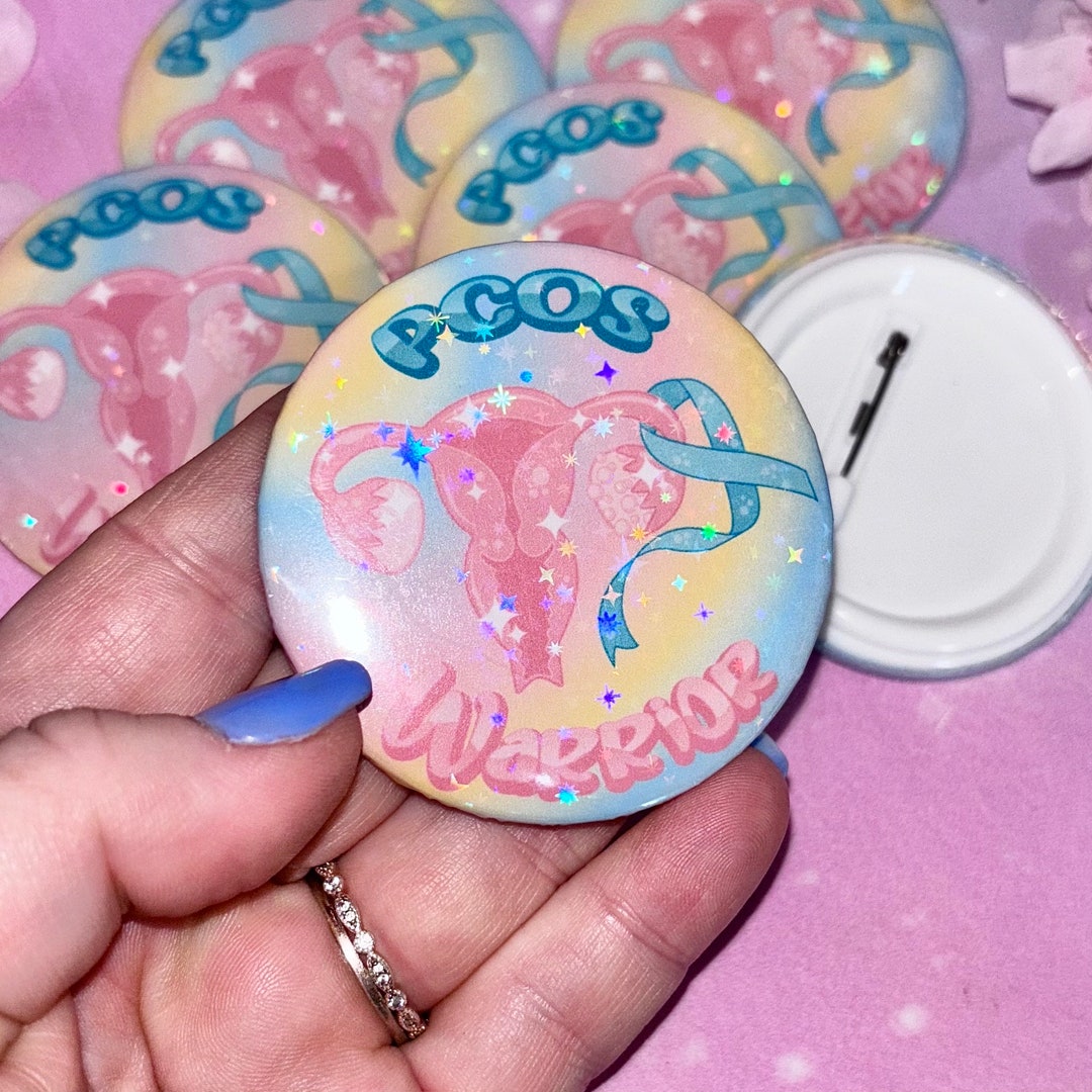 PCOS Awareness Button Pin | Cute Button Pins, Cute Pins, Kawaii Pins ...