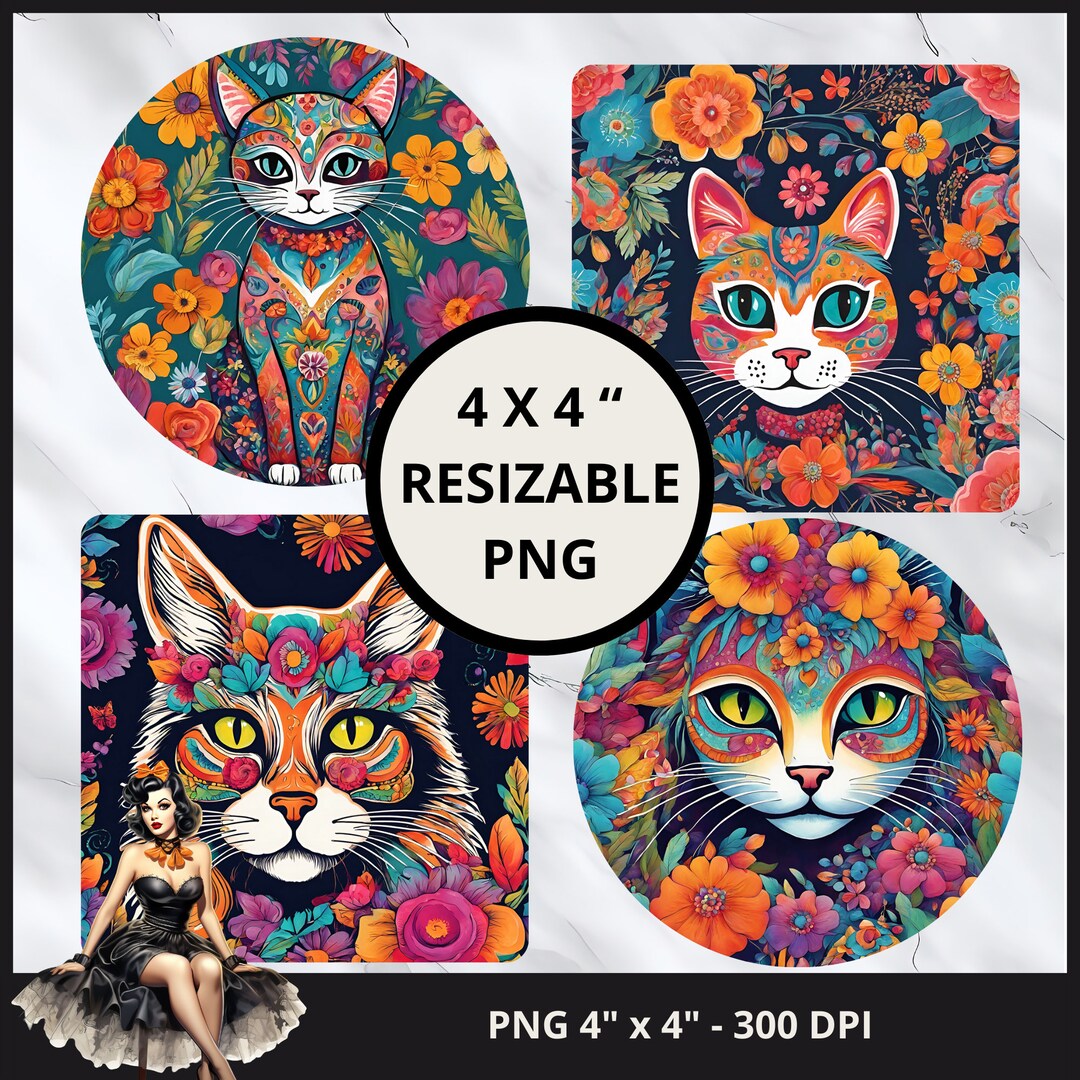 Cats Coasters PNG | Cat Square Coaster or Round Coaster Png | Round ...