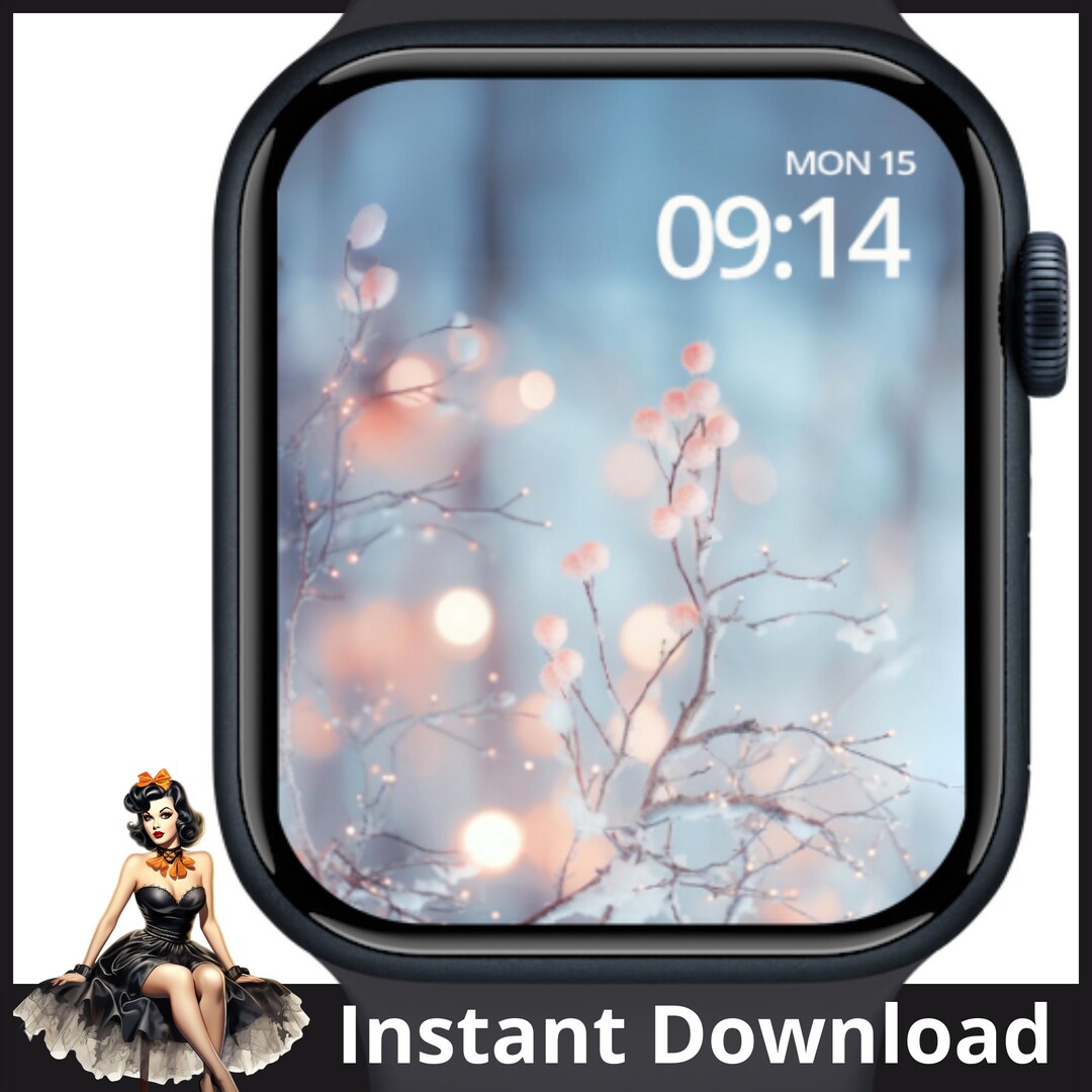Christmas Apple Watch Face Wallpaper, Elegant Line Art Smartwatch ...