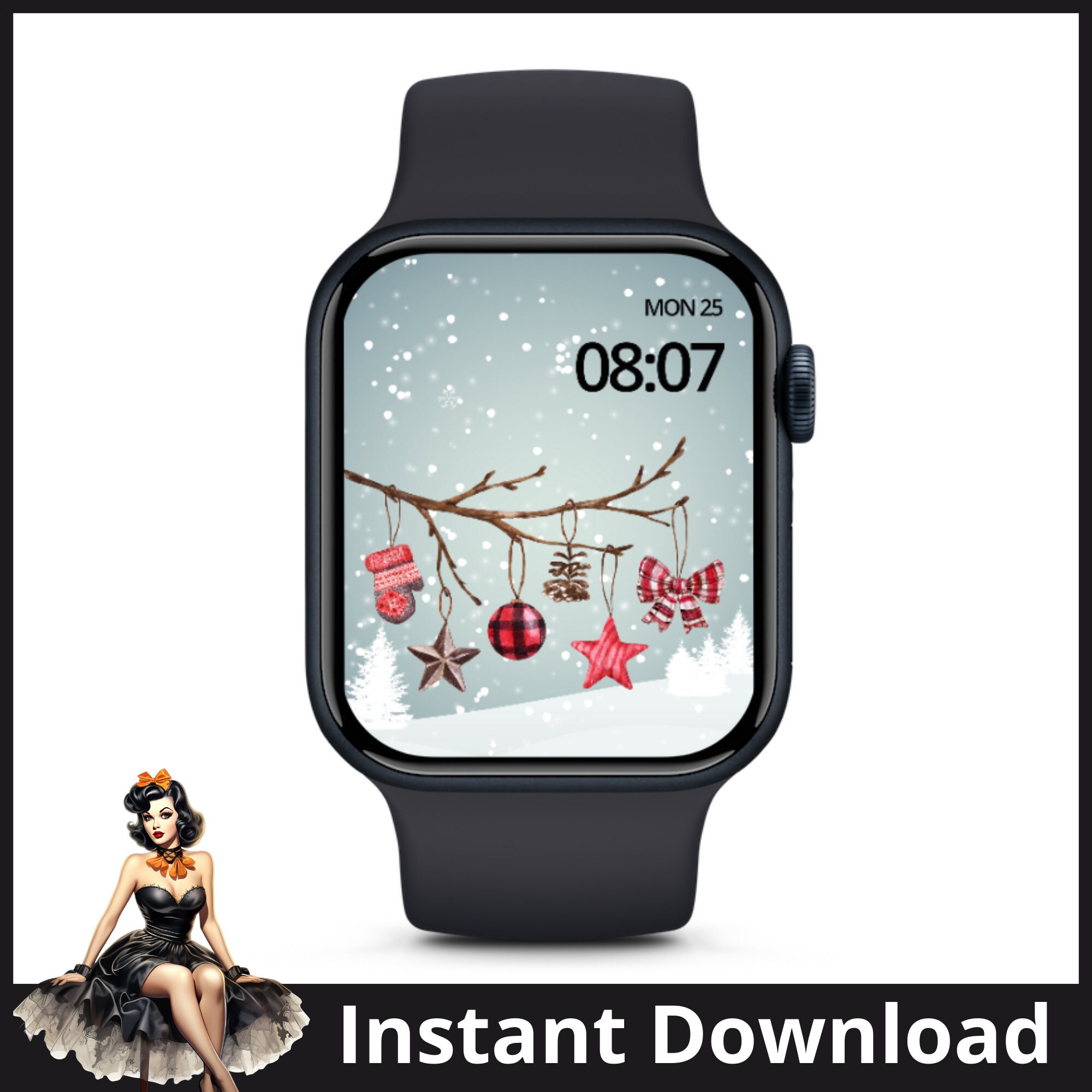 Christmas Apple Watch Face Wallpaper, Apple Watch Face, Christmas Watch ...