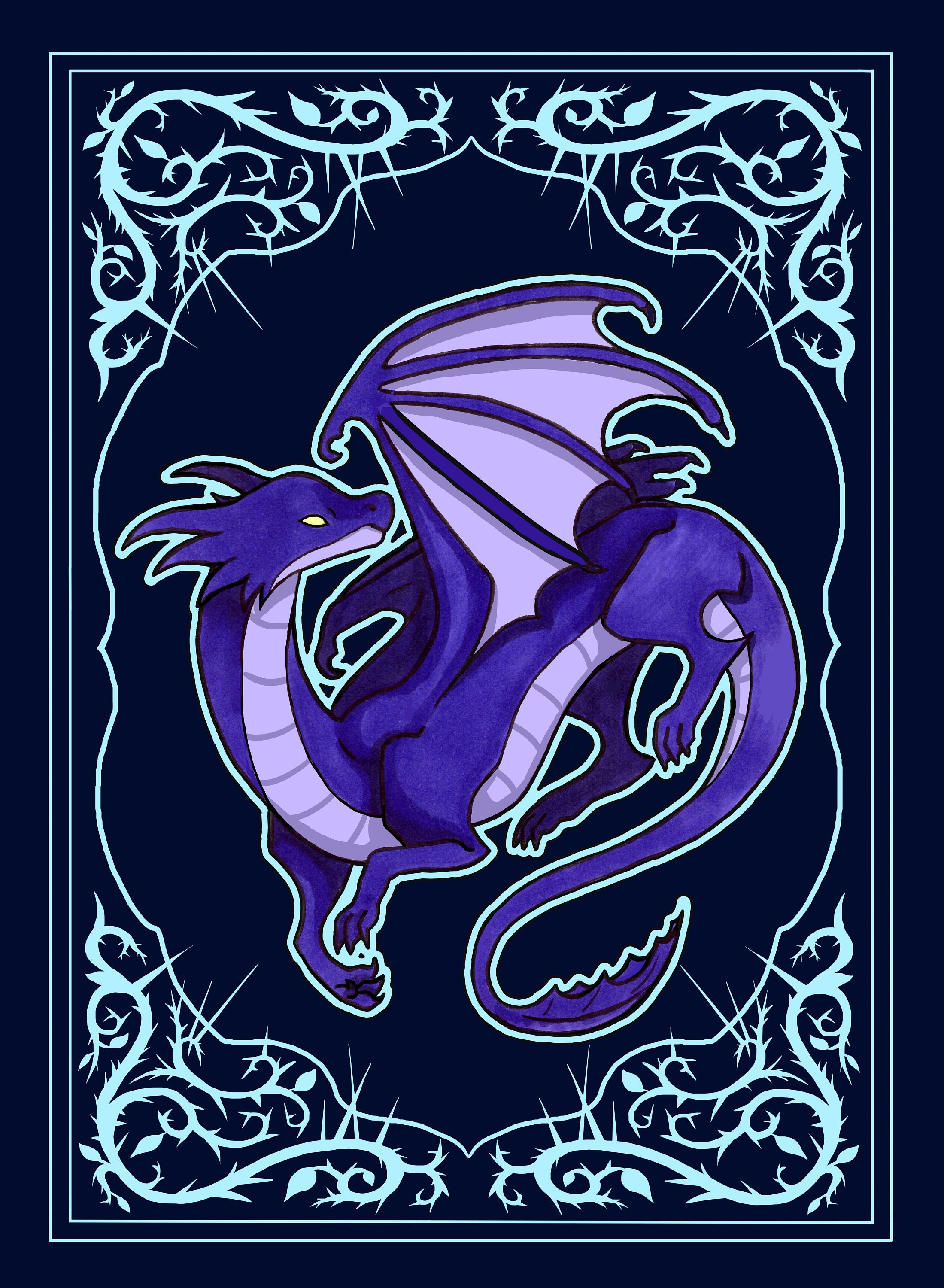 Dragon and Thorns A4 Print Art Print Dragons Dungeons and Dragons Thorn ...