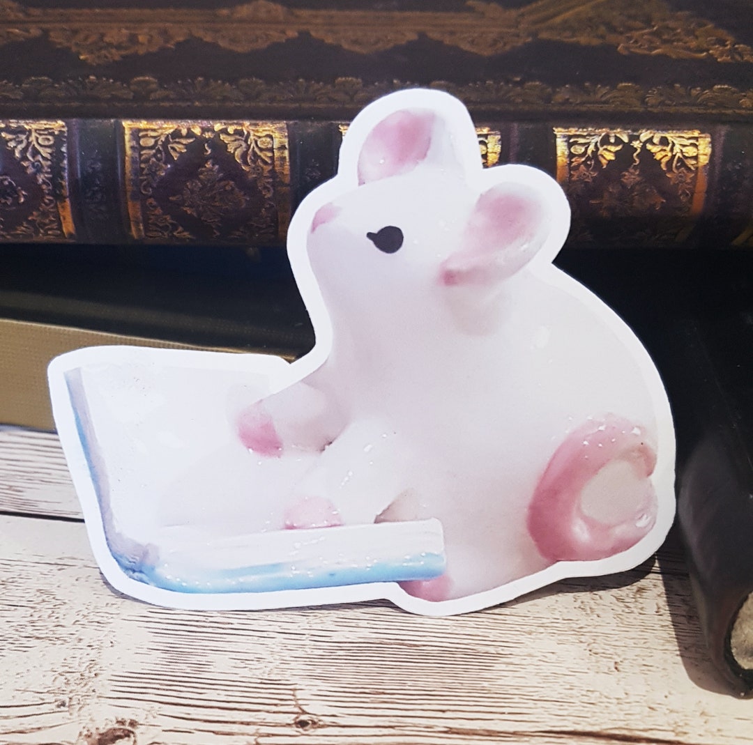 Madeleine the Mouse - Matte Vinyl Sticker - Sticker - Mouse - Reading ...